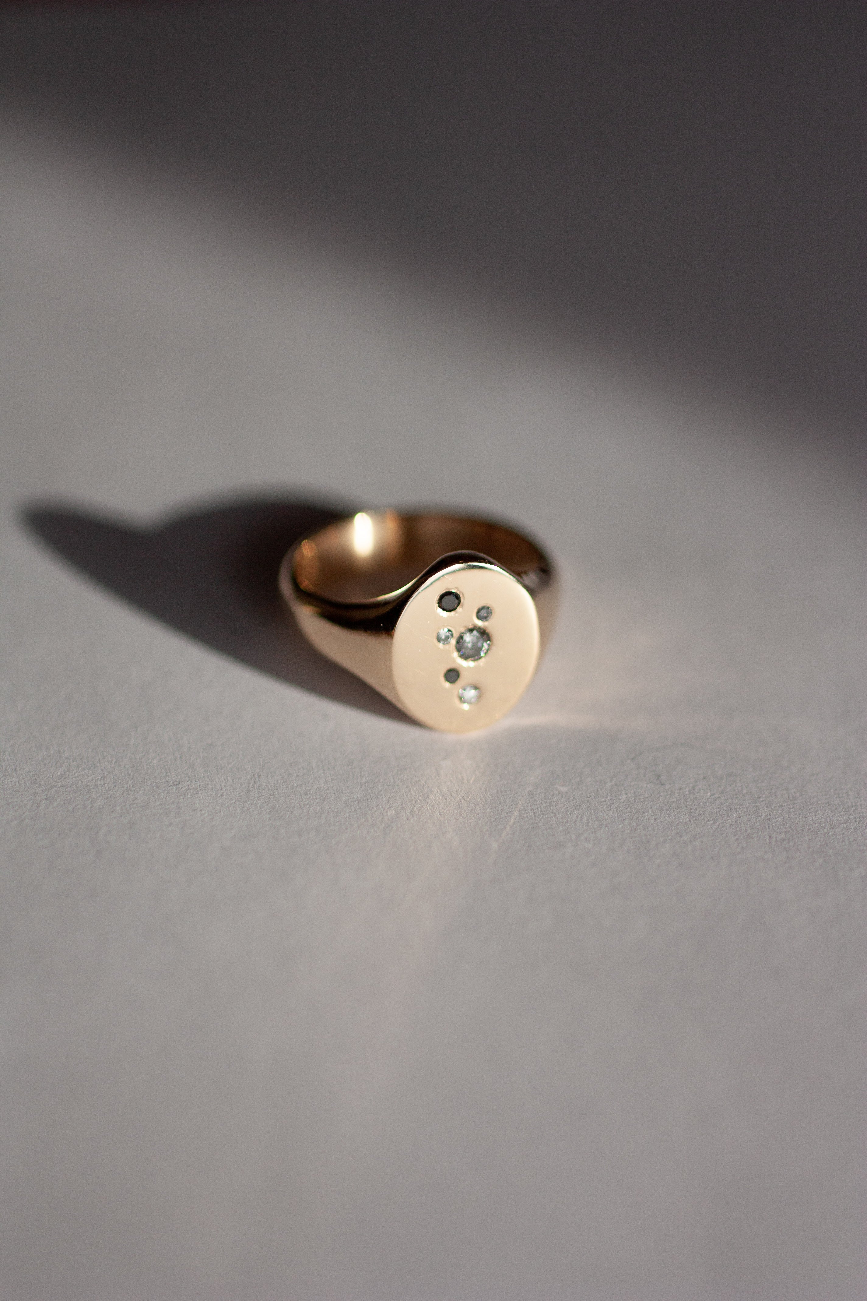 Aurora Signet Ring - 14k Gold with 6 Diamonds – Rebel and rogue jewelry